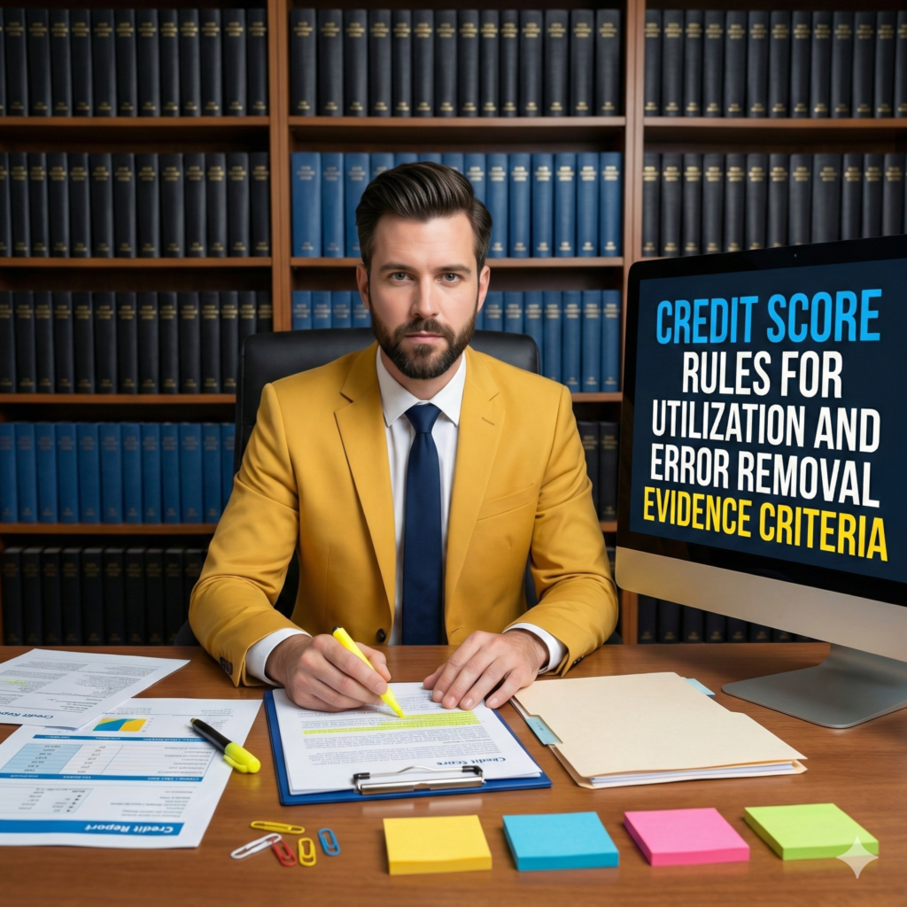 Credit Score Rules for Utilization and Error Removal Evidence Criteria