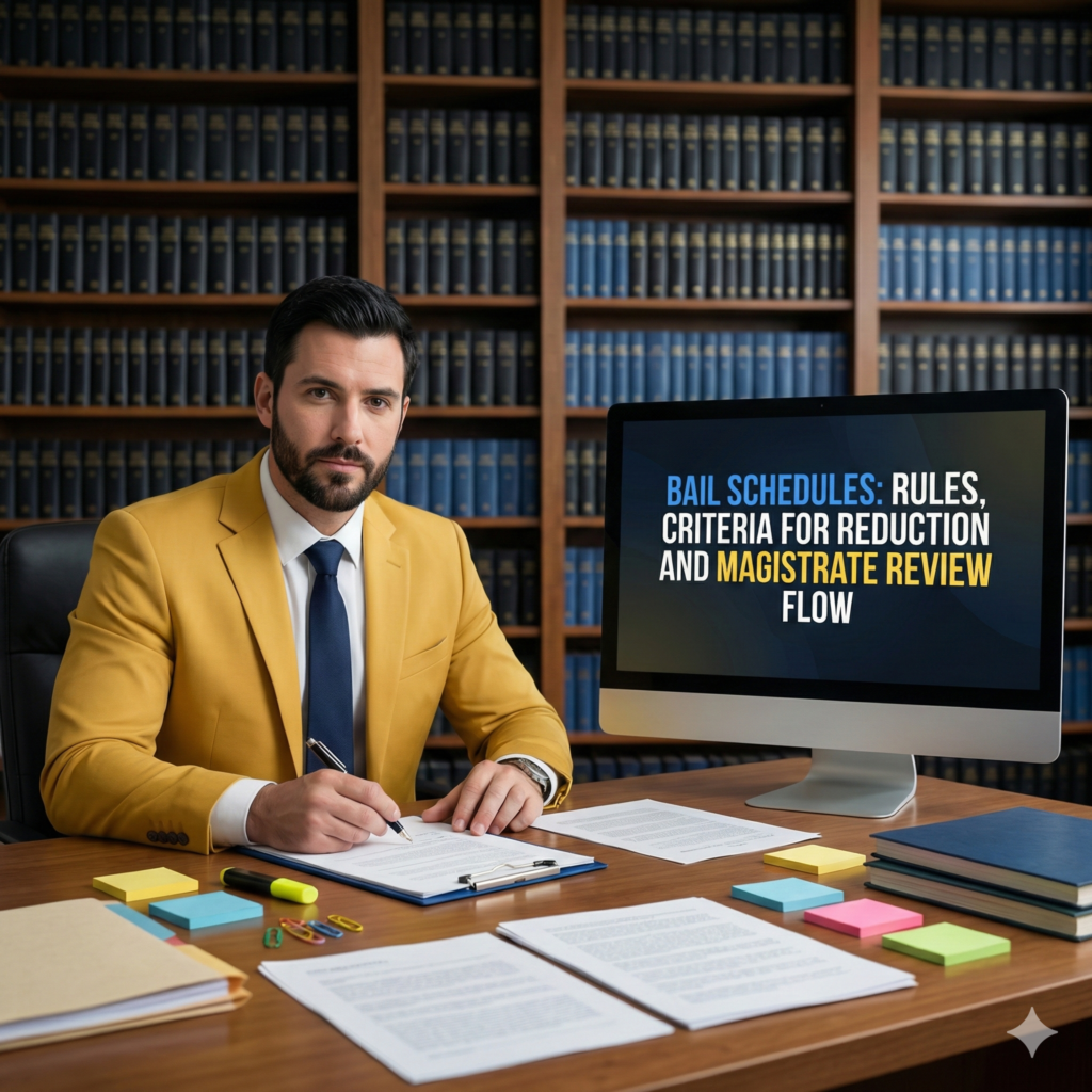 Bail schedules: Rules, Criteria for Reduction and Magistrate Review Flow