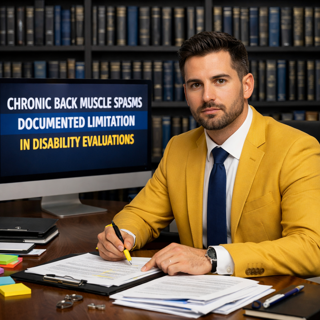 Chronic back muscle spasms documented limitation in disability evaluations