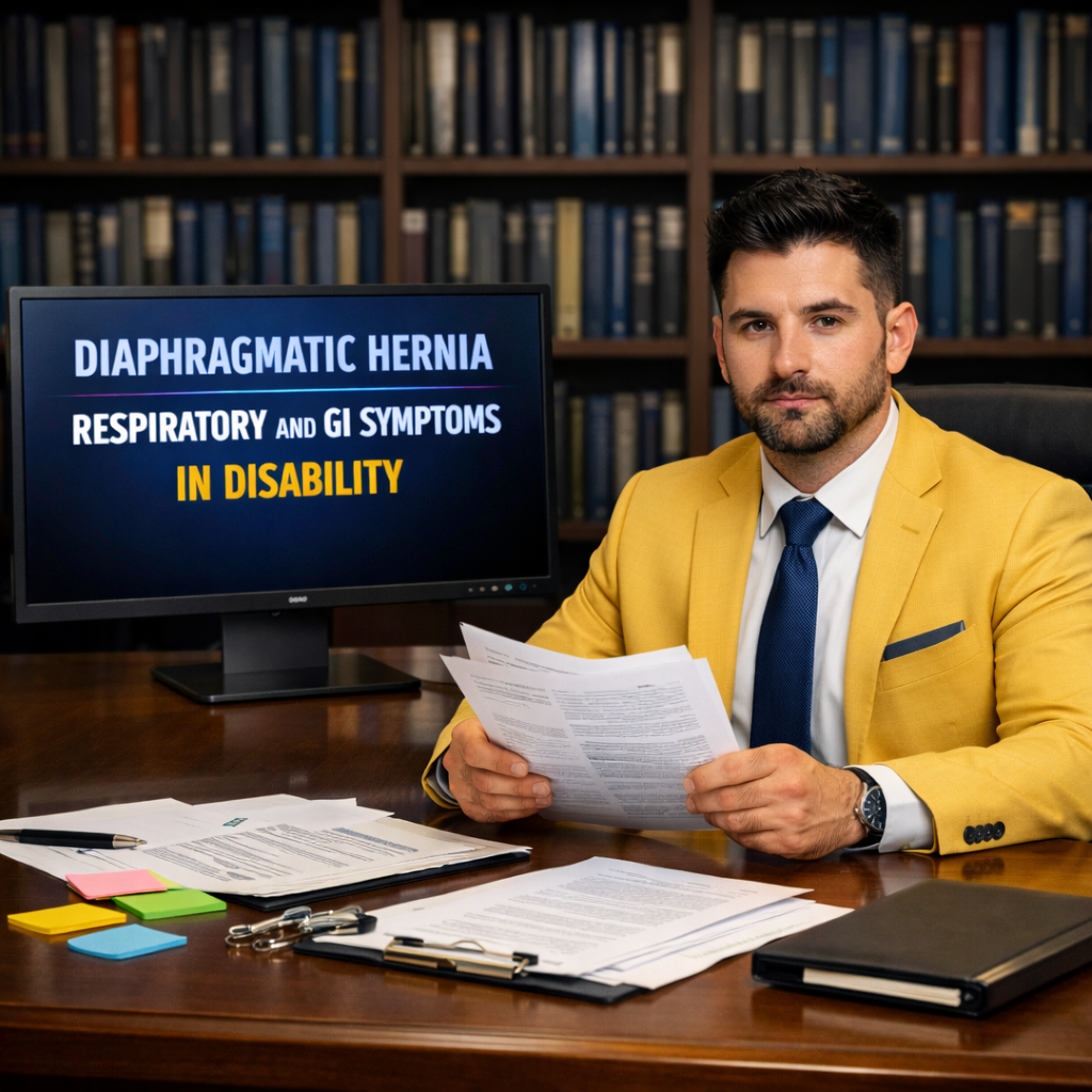 Diaphragmatic hernia respiratory and GI symptoms in disability